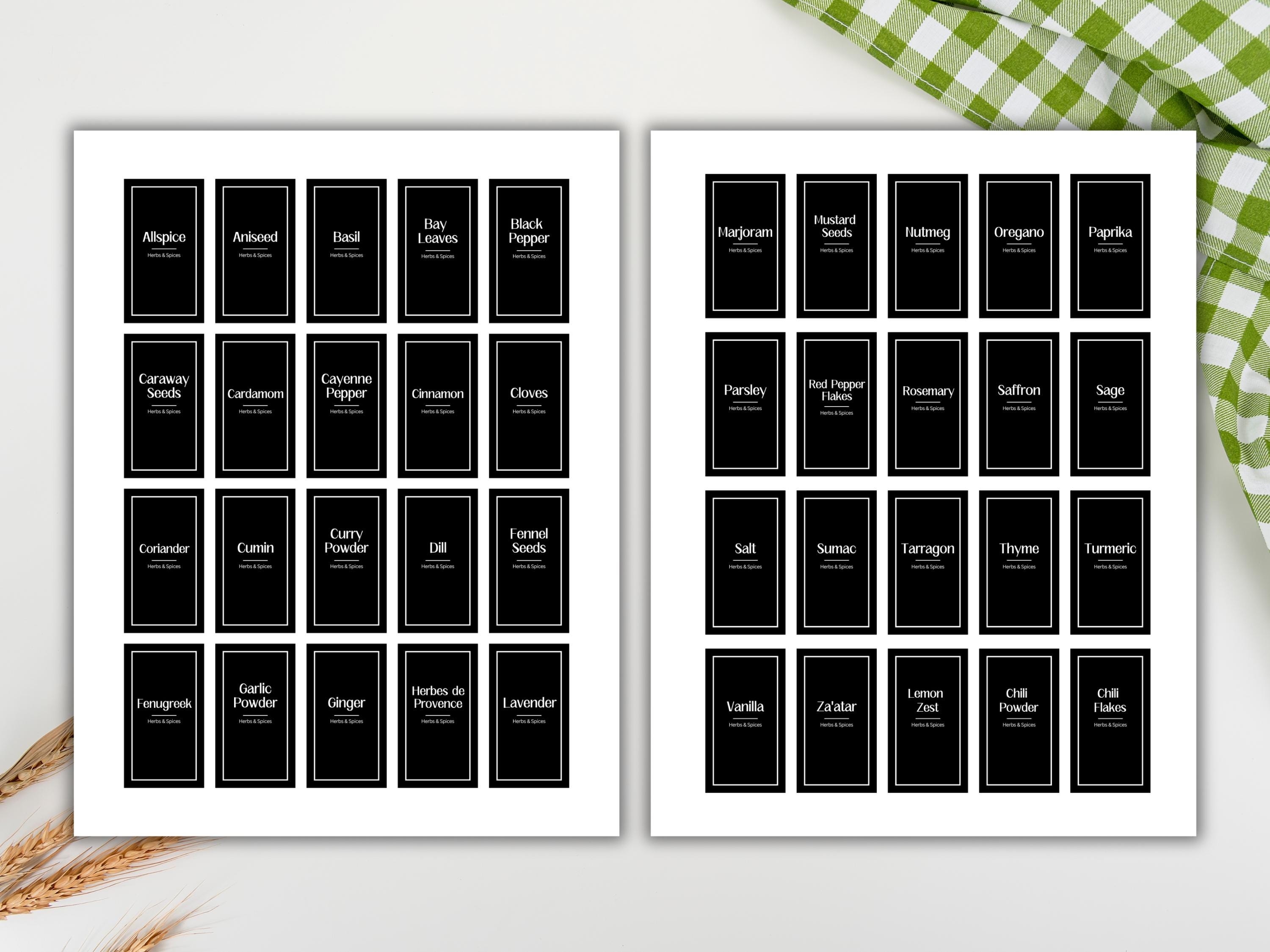 Spice Labels Spice Rack Labels Minimalist Labels Spice Jars Labels ...