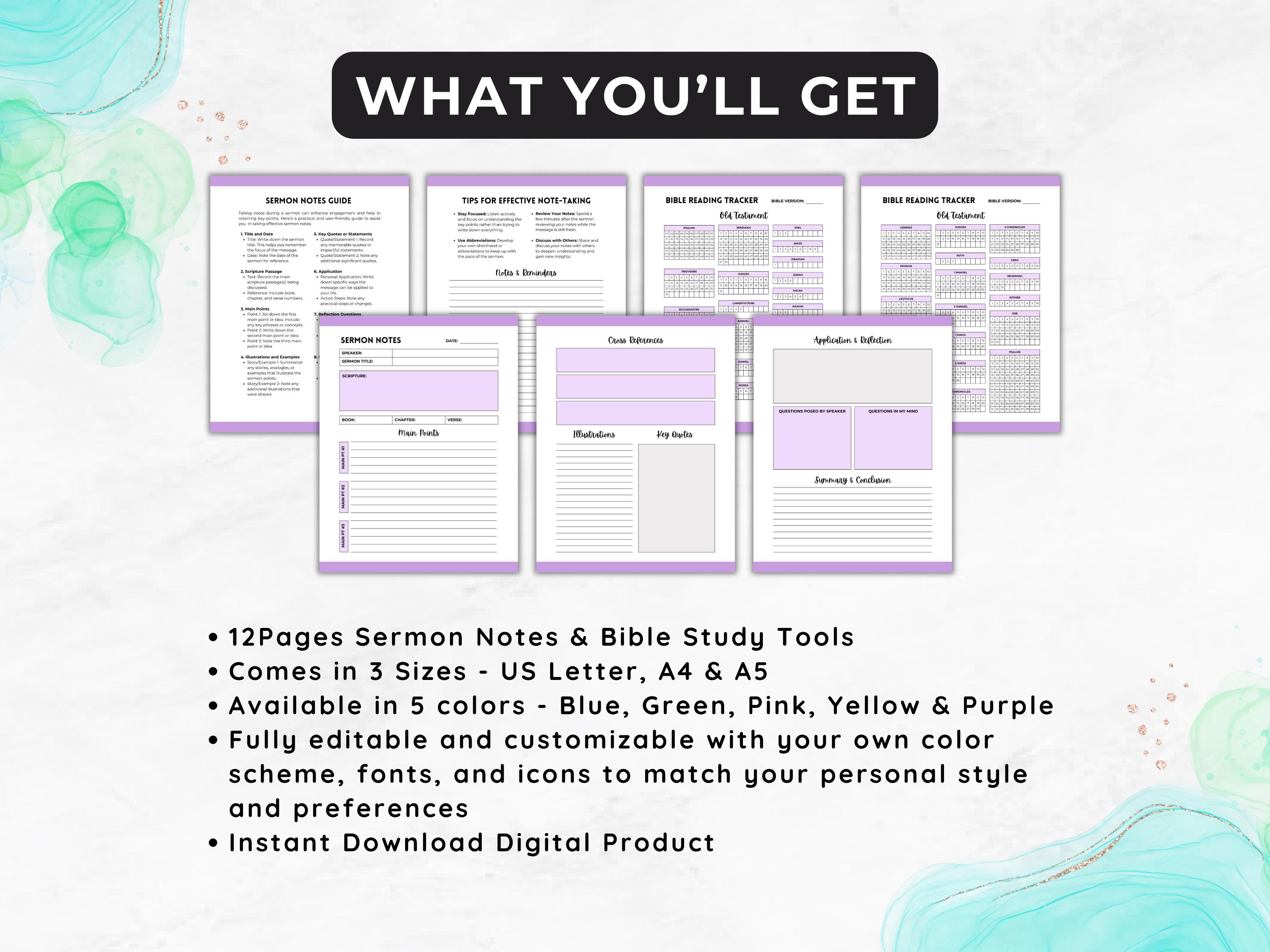 Sermon Notes Journal Digital Sermon Notes for Kids Teens Women Bible ...