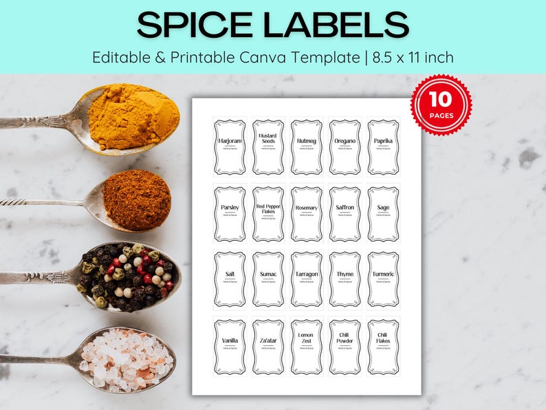 Spice Labels Spice Rack Labels Minimalist Labels Spice Jars Labels ...