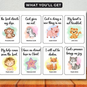 Bible Verse Affirmation Cards for Kids – Cute Animal Scripture Cards ...