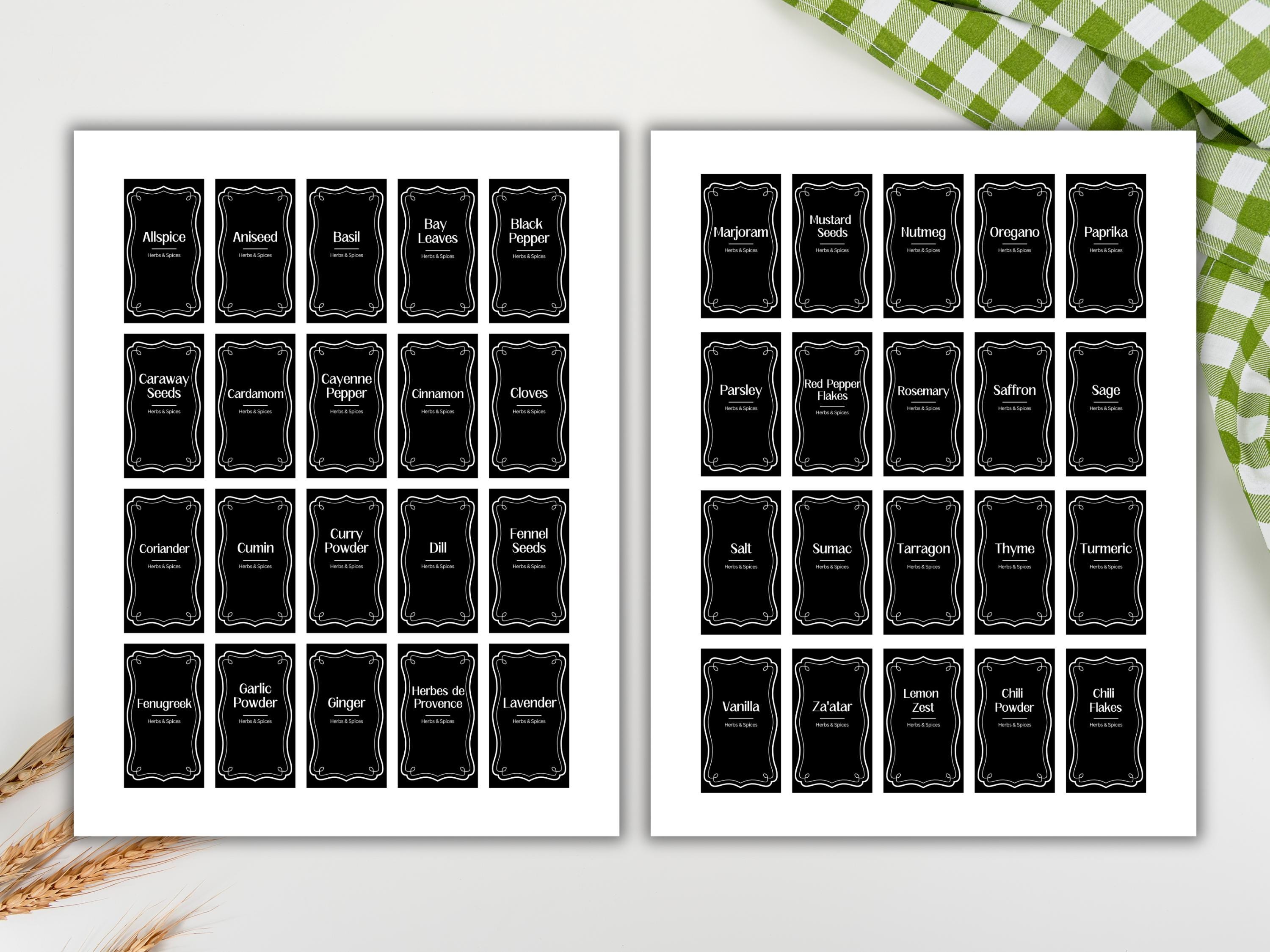 Spice Labels Spice Rack Labels Minimalist Labels Spice Jars Labels ...