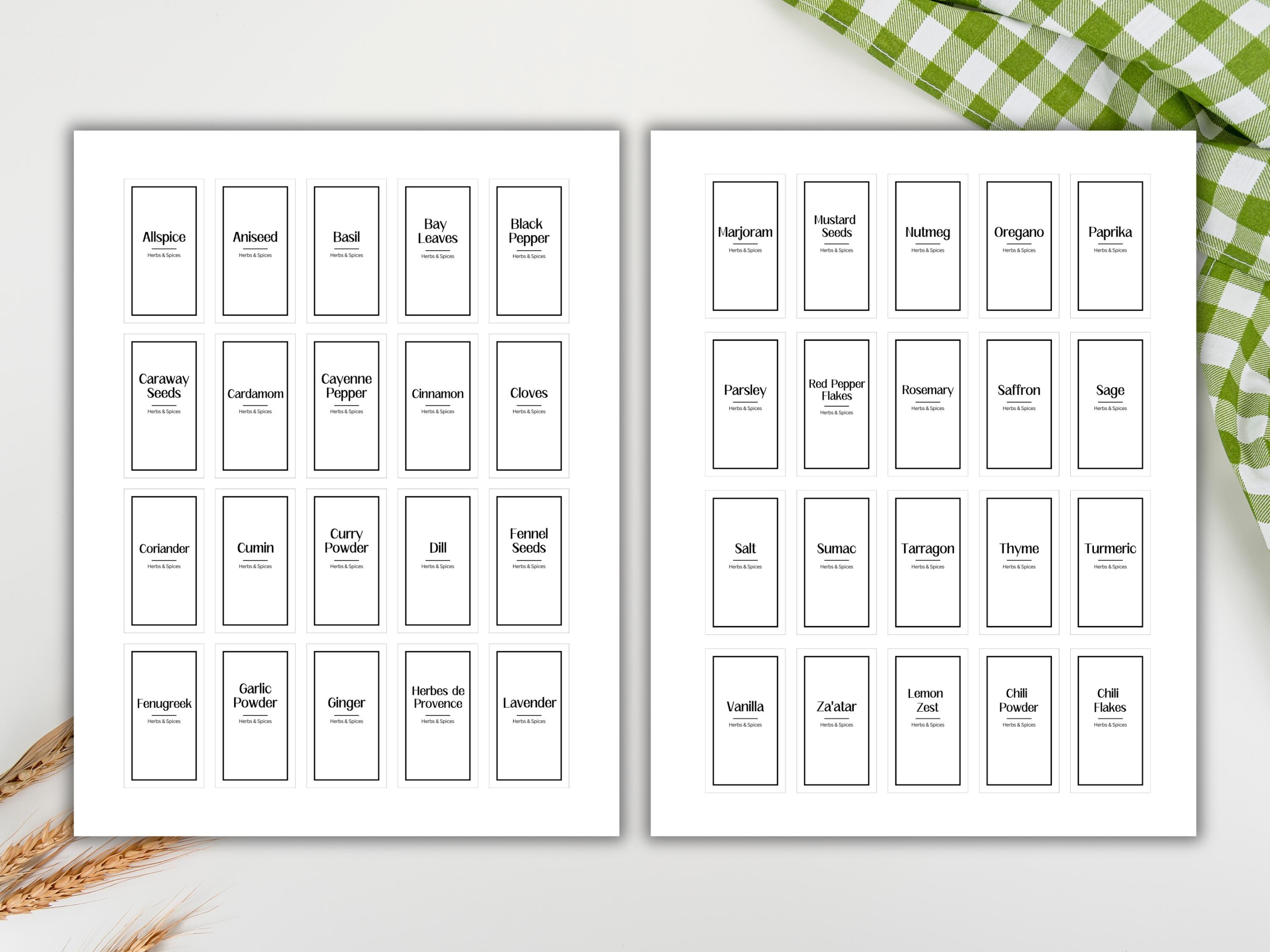 Spice Labels Spice Rack Labels Minimalist Labels Spice Jars Labels ...