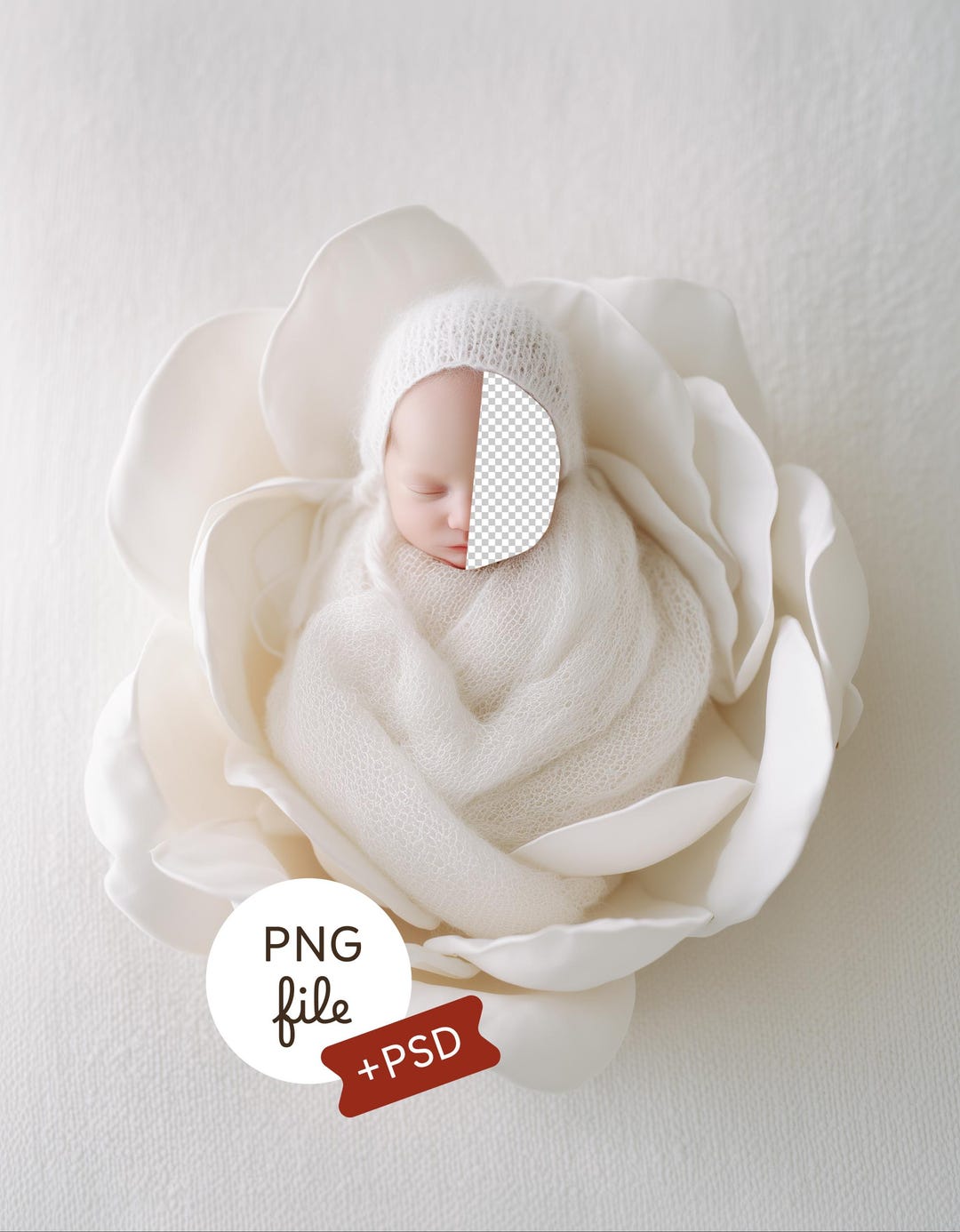 Newborn Face Insert Template, White Floral Baby Nest Backdrop, Flower ...