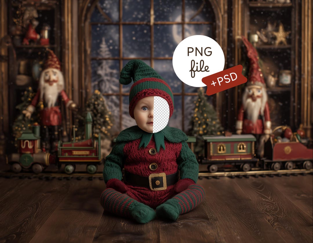 Face Insert Christmas Elf Newborn Backdrop, Cozy Newborn Face Insert ...