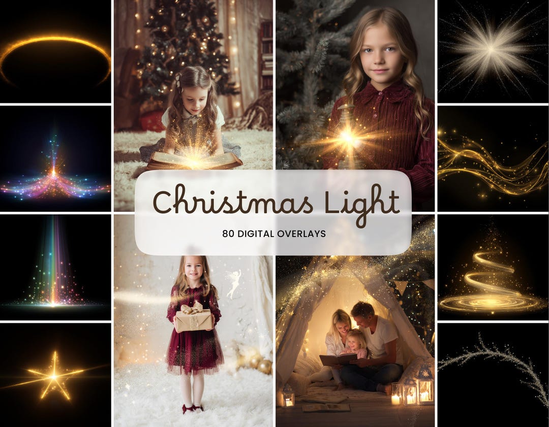 Magic Christmas Overlays, Holiday Photography, Twinkle Lights, Sparkles ...