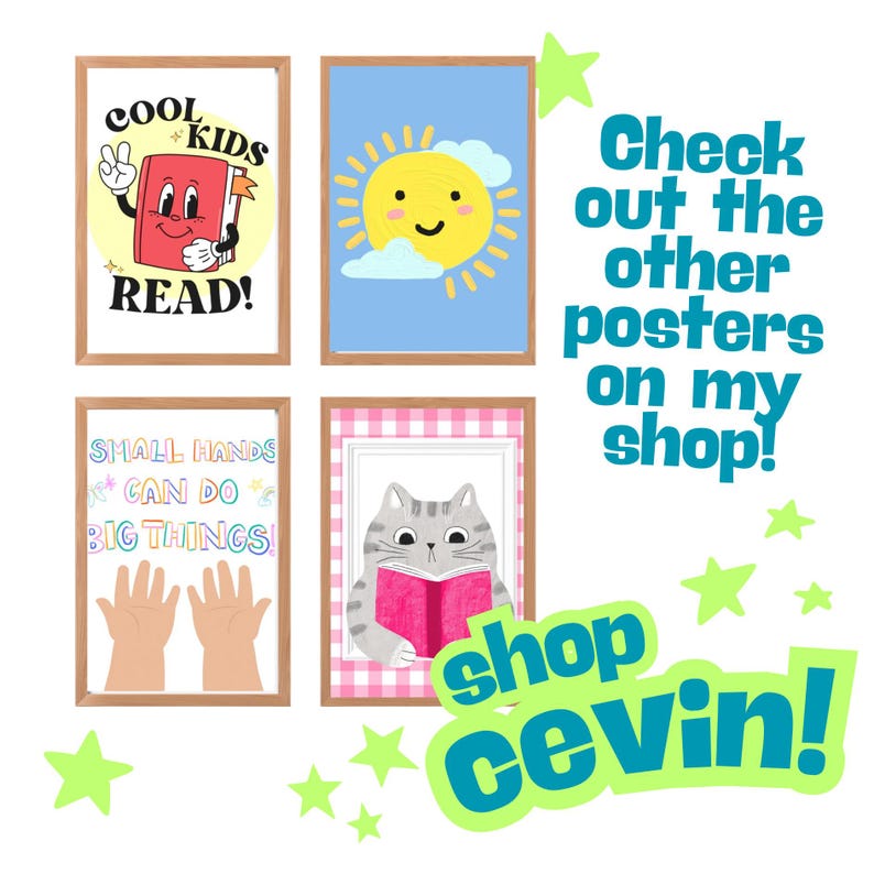 Retro Kids Reading Poster - Etsy