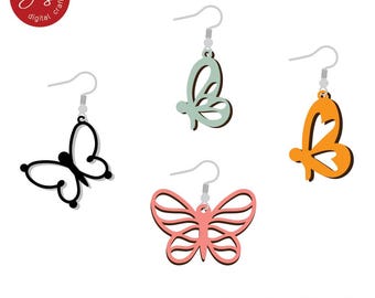 4 Styles Butterfly Wing Earrings SVG Bundle, Engraved Wood & Leather Earrings, Laser Cut ...