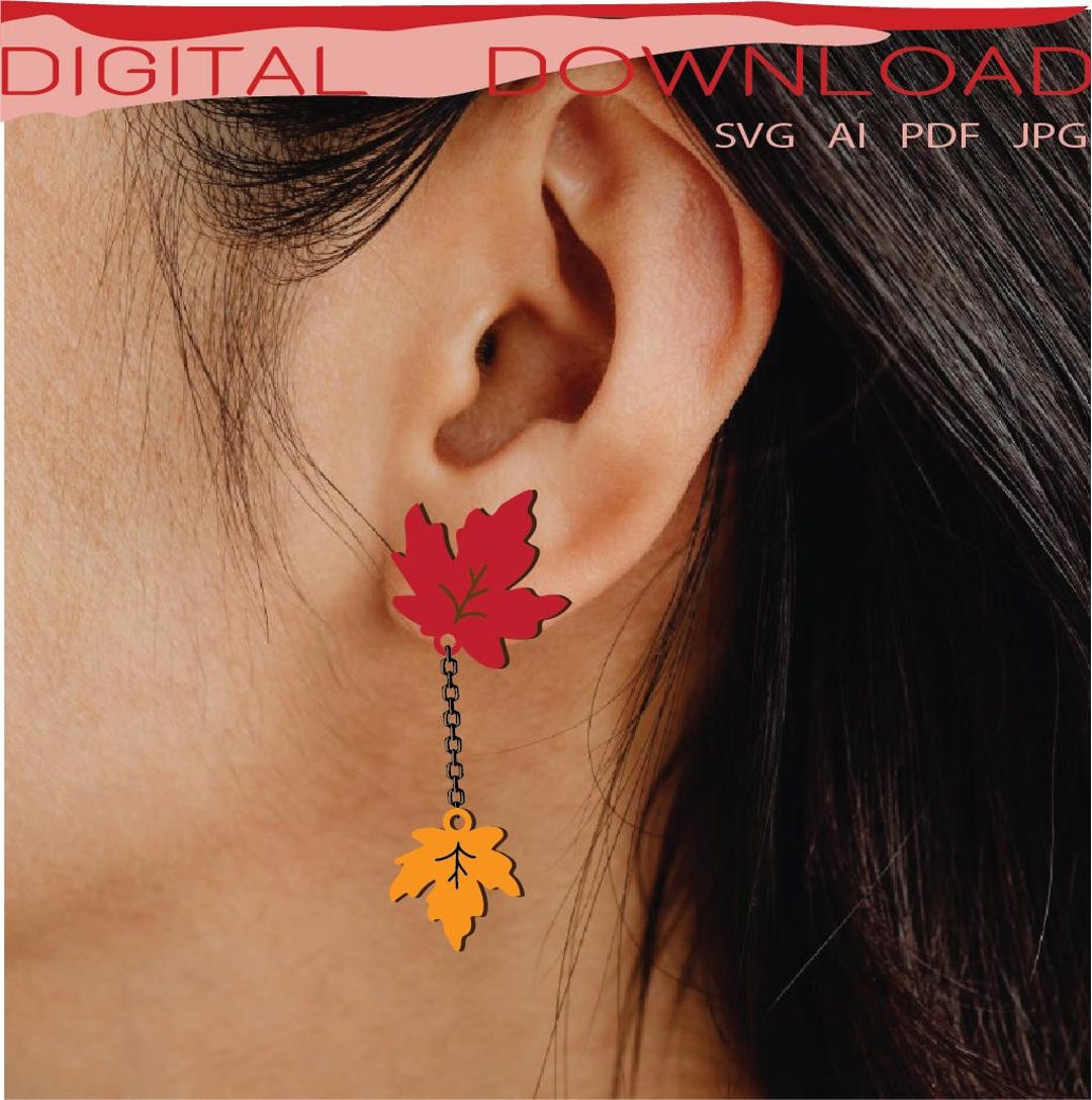 Maple Leaf Laser Cut File for Wood Earrings, Fall Leaf Earring Svg ...