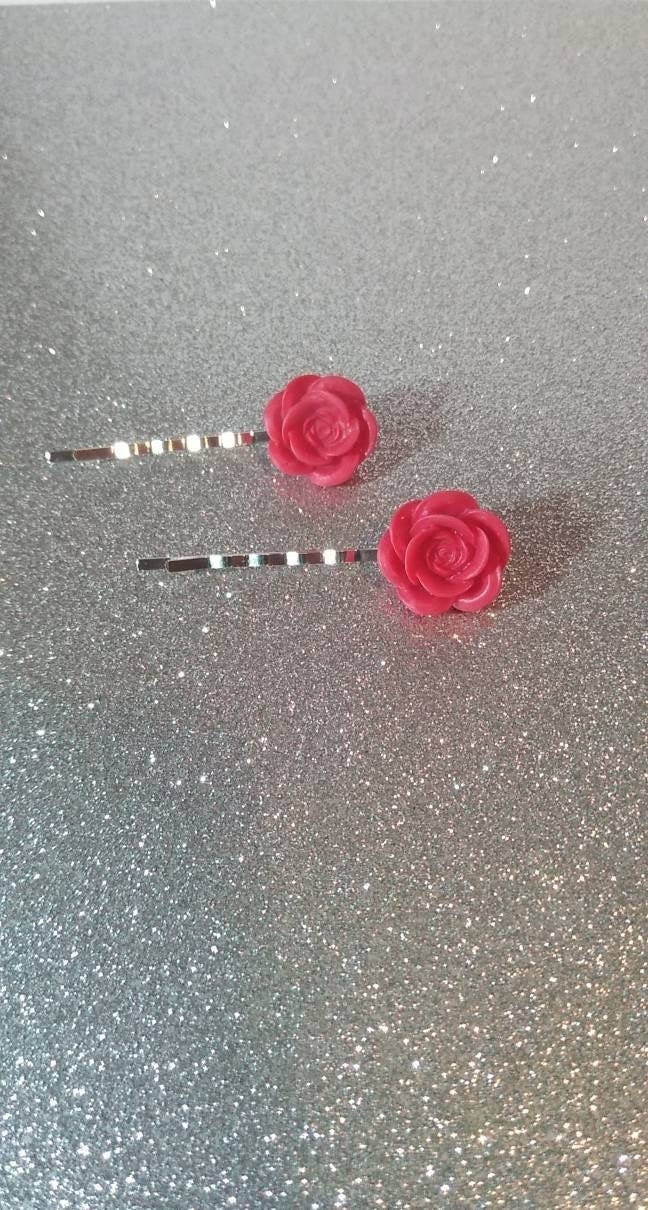 Red Rose Hairpins Rose Hairpins Hair Decorations Rose - Etsy