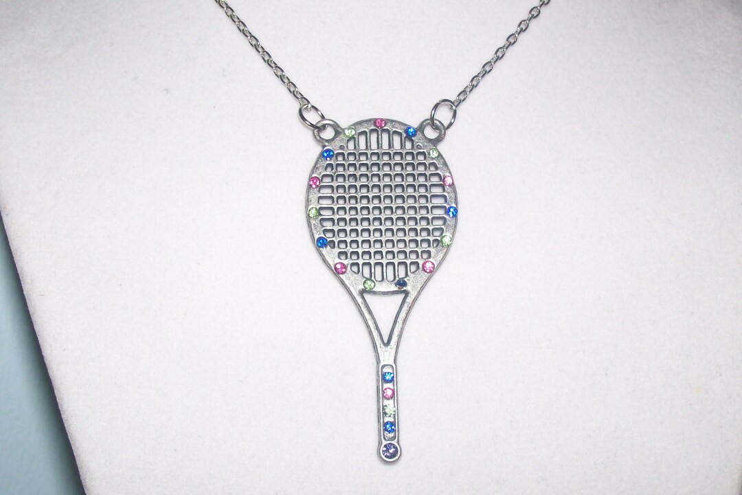 Blinged Out Tennis Racket Necklace Tennis Sports Tennis - Etsy