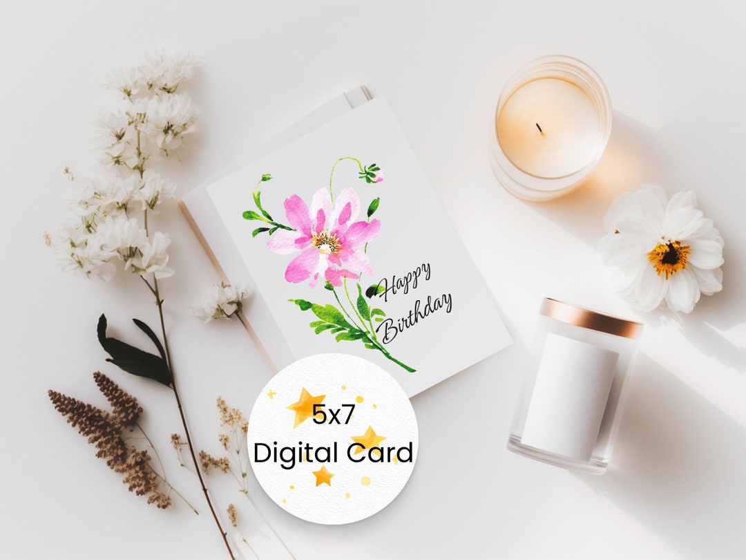 Printable Flower Birthday Card | Birthday Card Printable | Digital ...
