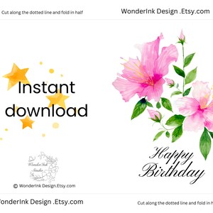 Printable Flower Birthday Card | Birthday Card Printable | Digital ...