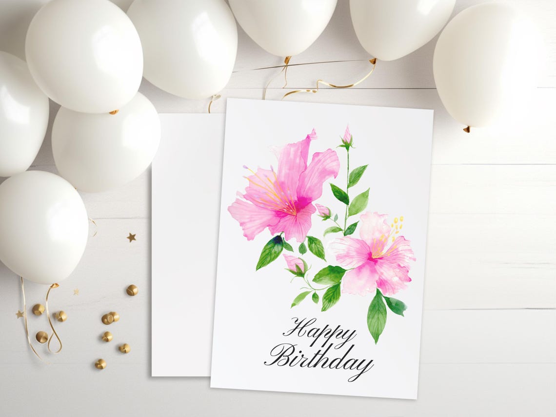 Printable Flower Birthday Card | Birthday Card Printable | Digital ...
