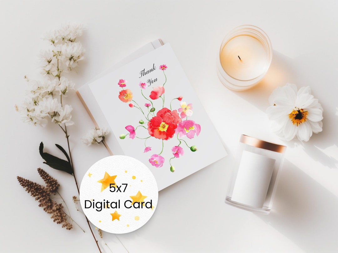 Printable Flower Thank You Card | Mother's Day Card Printable | Digital ...
