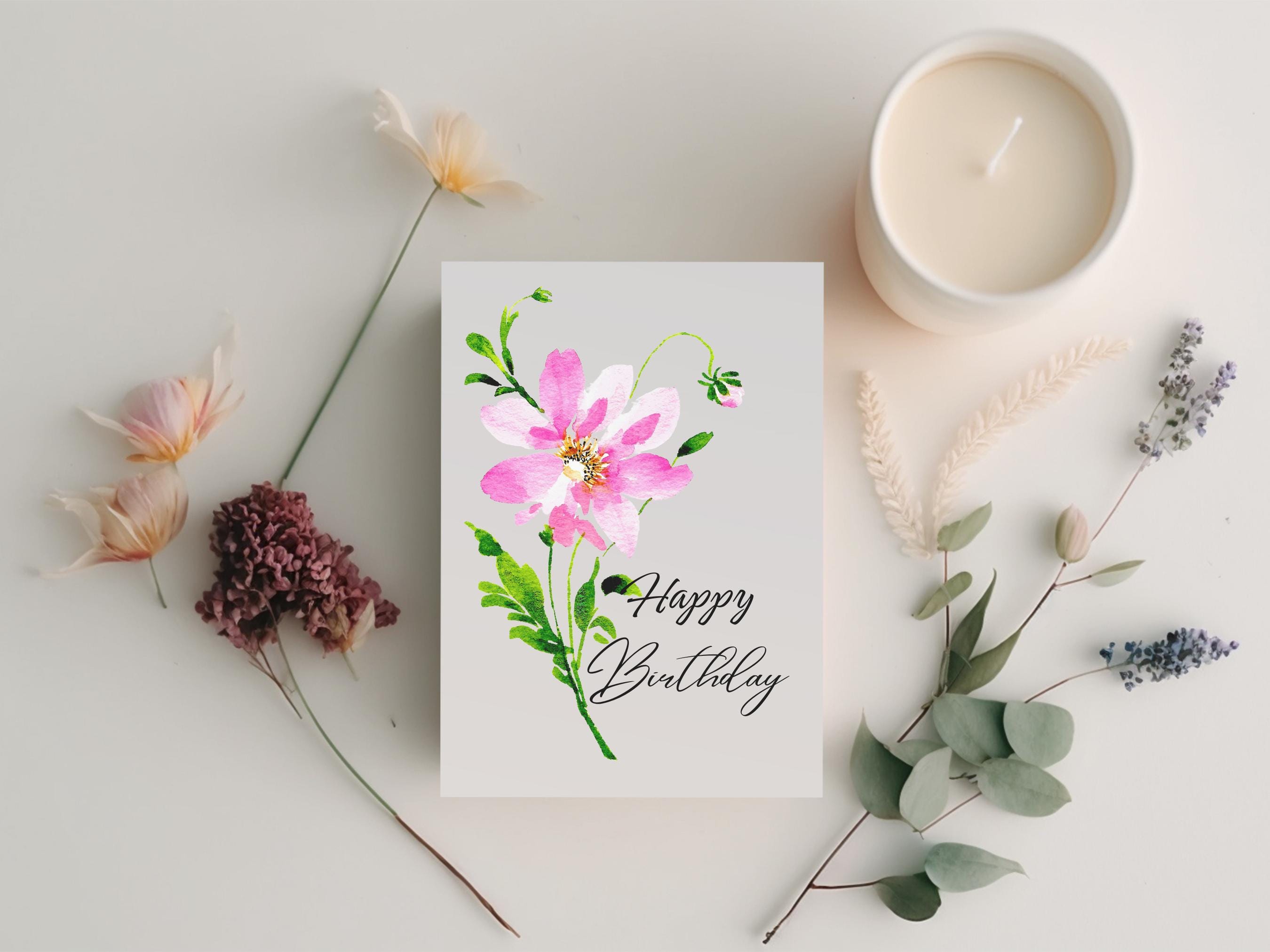 Printable Flower Birthday Card | Birthday Card Printable | Digital ...