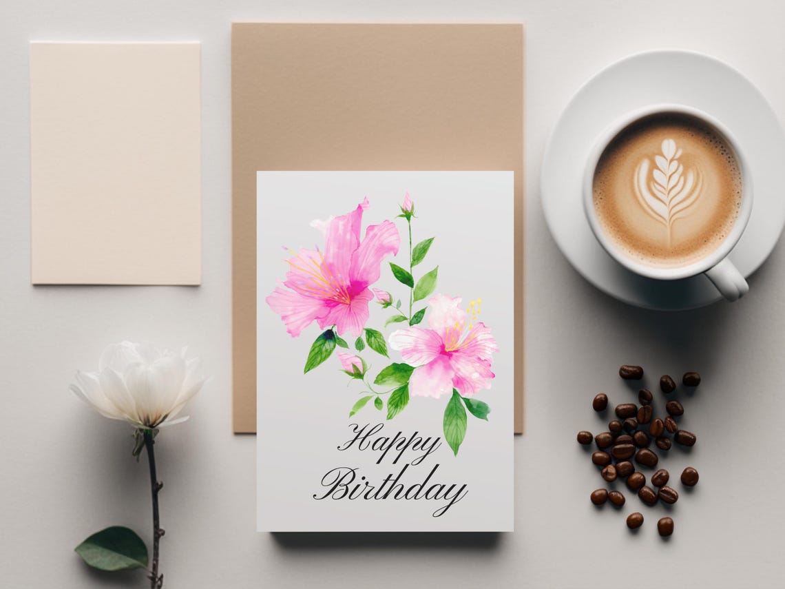 Printable Flower Birthday Card | Birthday Card Printable | Digital ...