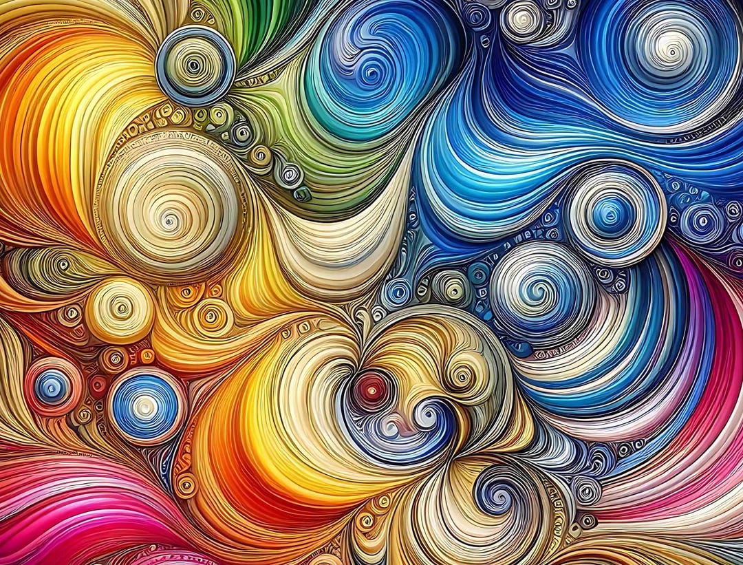 Colorful Wall Art Puzzle 300/500/1000 Pieces, Psychedelic Waves Jigsaw ...