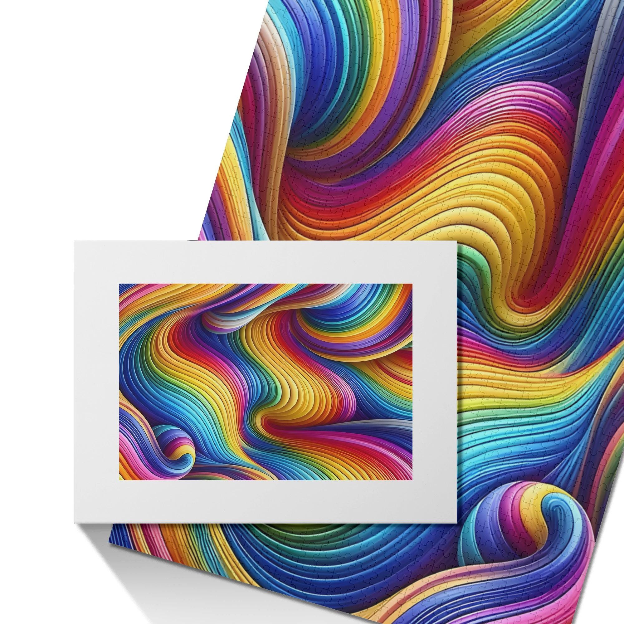 Colorful Rainbow Waves Puzzle 250/500 Pieces, Psychedelic Waves Jigsaw ...