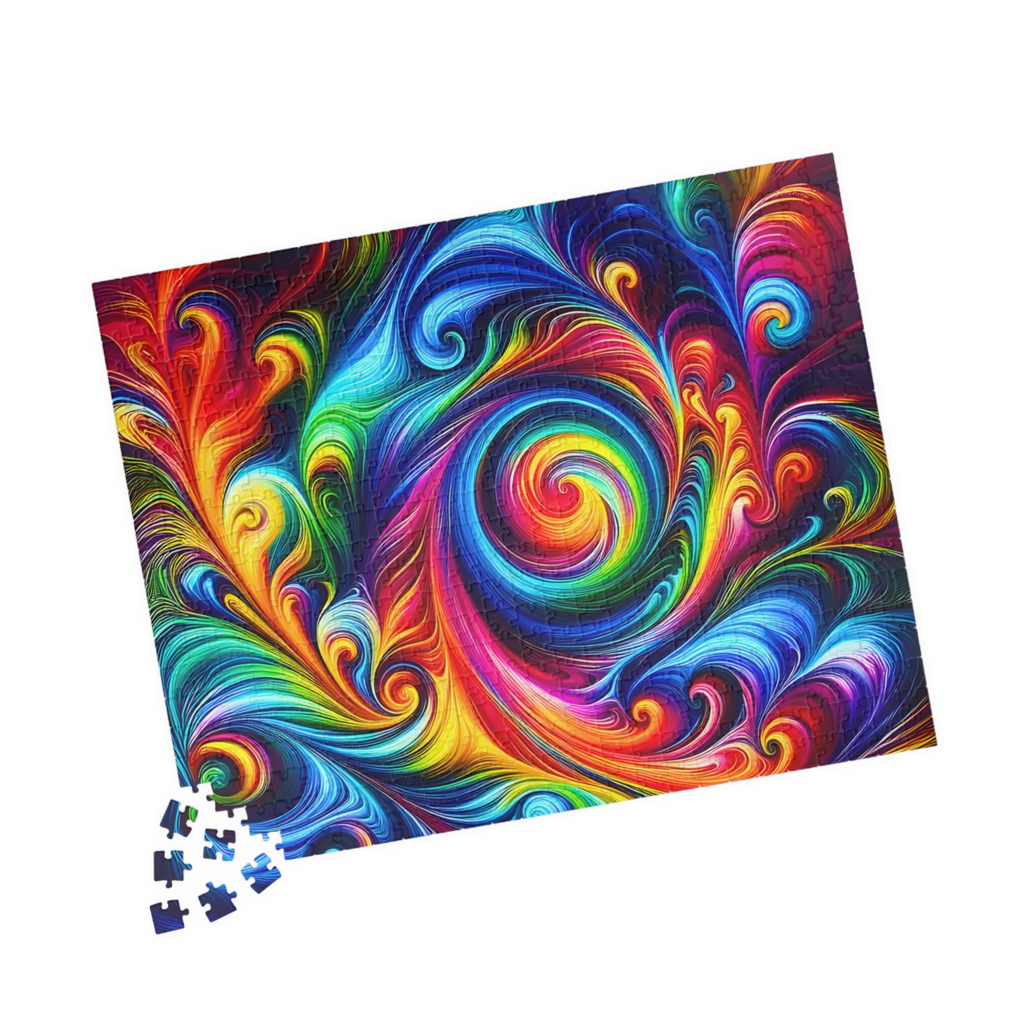Colorful Rainbow Waves Puzzle 250/500 Pieces, Psychedelic Waves Jigsaw ...
