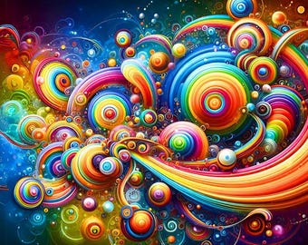 Colorful Rainbow Waves Puzzle 250/500 Pieces, Psychedelic Waves Jigsaw ...