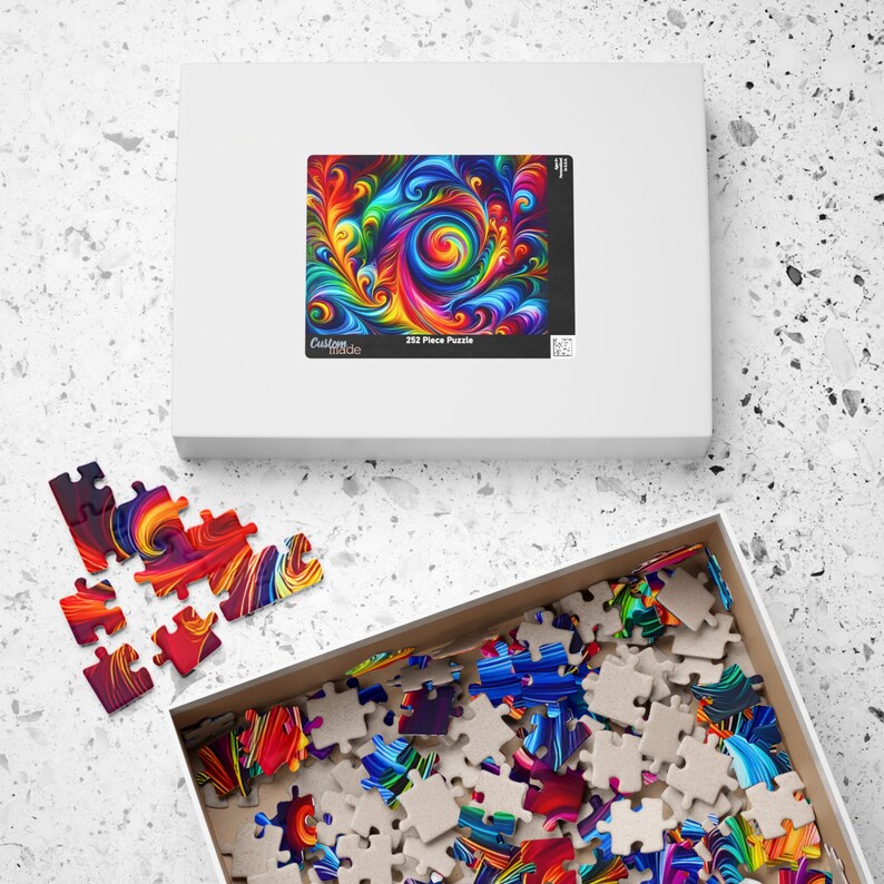 Colorful Rainbow Waves Puzzle 250/500 Pieces, Psychedelic Waves Jigsaw ...