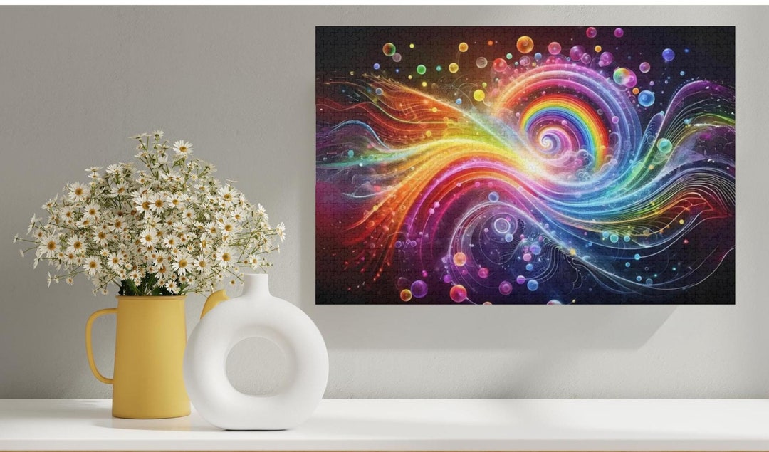 Wall Art Puzzle 300/500/1000 Pieces, Psychedelic Waves Jigsaw ...