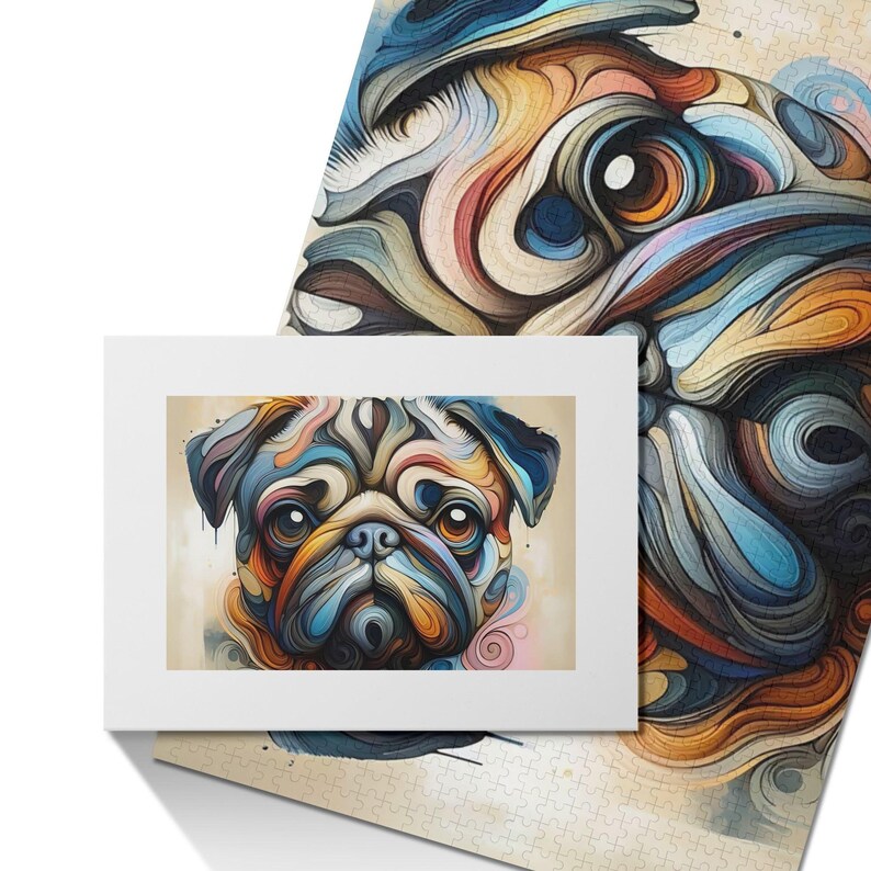 Colorful Wall Art Pug Dog Puzzle 300/500/1000 Pieces, Pug Dog Lovers ...