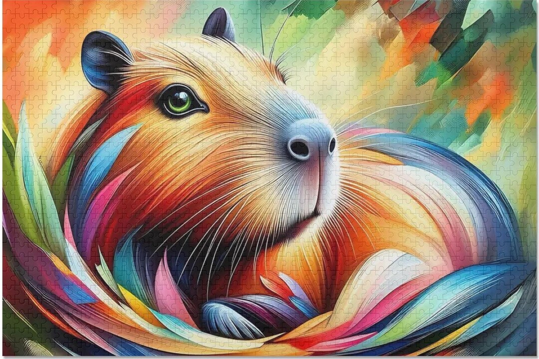 Colorful Wall Art Capybara Puzzle 300/500/1000 Pieces, Capybara Lovers ...