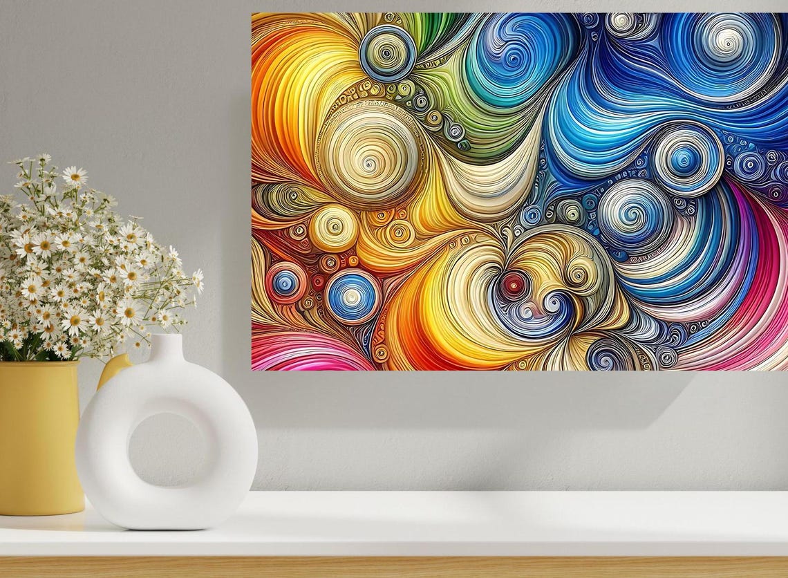 Colorful Wall Art Puzzle 300/500/1000 Pieces, Psychedelic Waves Jigsaw ...