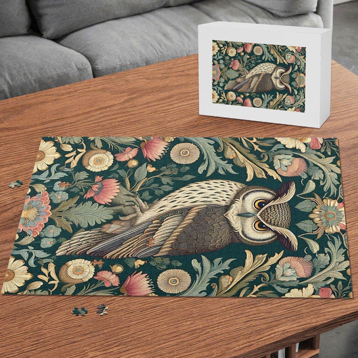 William Morris Style Flower Pattern Owl Puzzles 300/500/1000 Piece ...