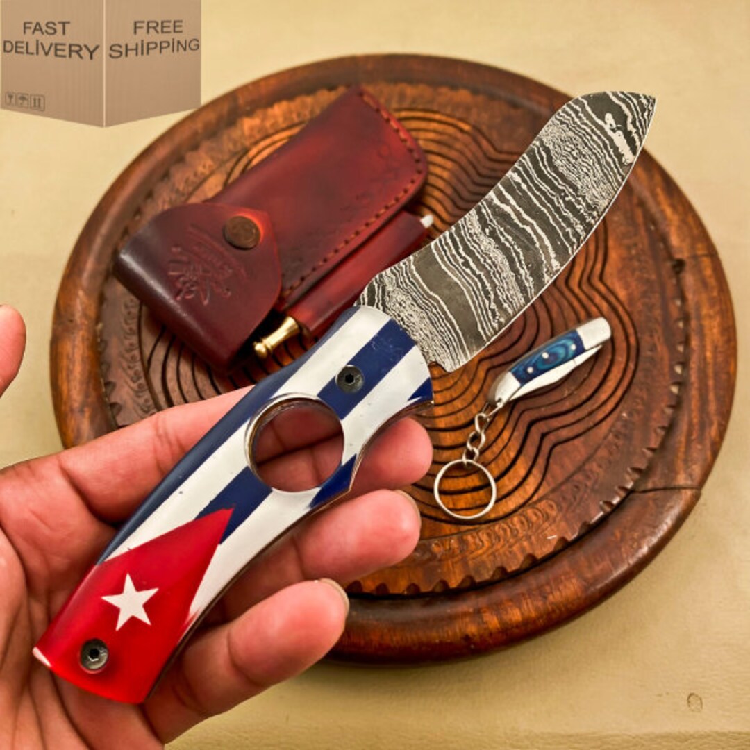 Guillotine Cohiba CIGAR CUTTER Handmade Cigar Knife damascus Pocket ...