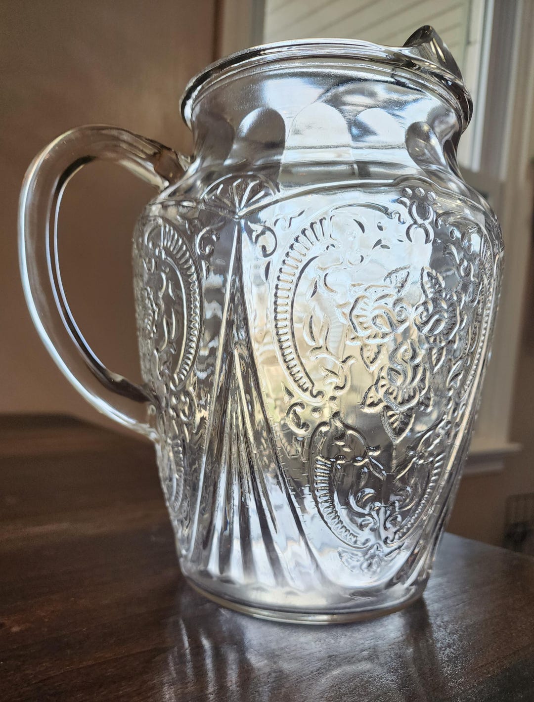 Hazel Atlas Royal Lace Depression Glass Pitcher With Ice Lip - Etsy
