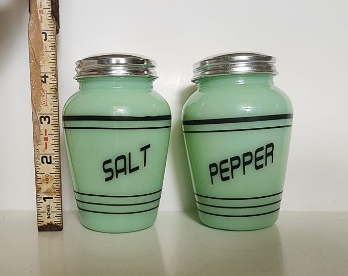 Large Jadeite Salt & Pepper Shaker Set Vintage Reproduction - Etsy