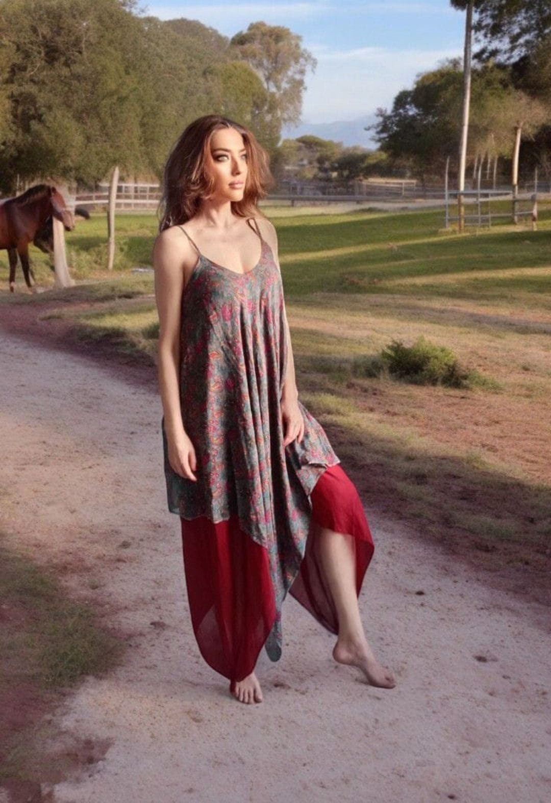 Handmade Turkish Harem Dress, Hippie Dress,shalwar Dress, Cotton ...