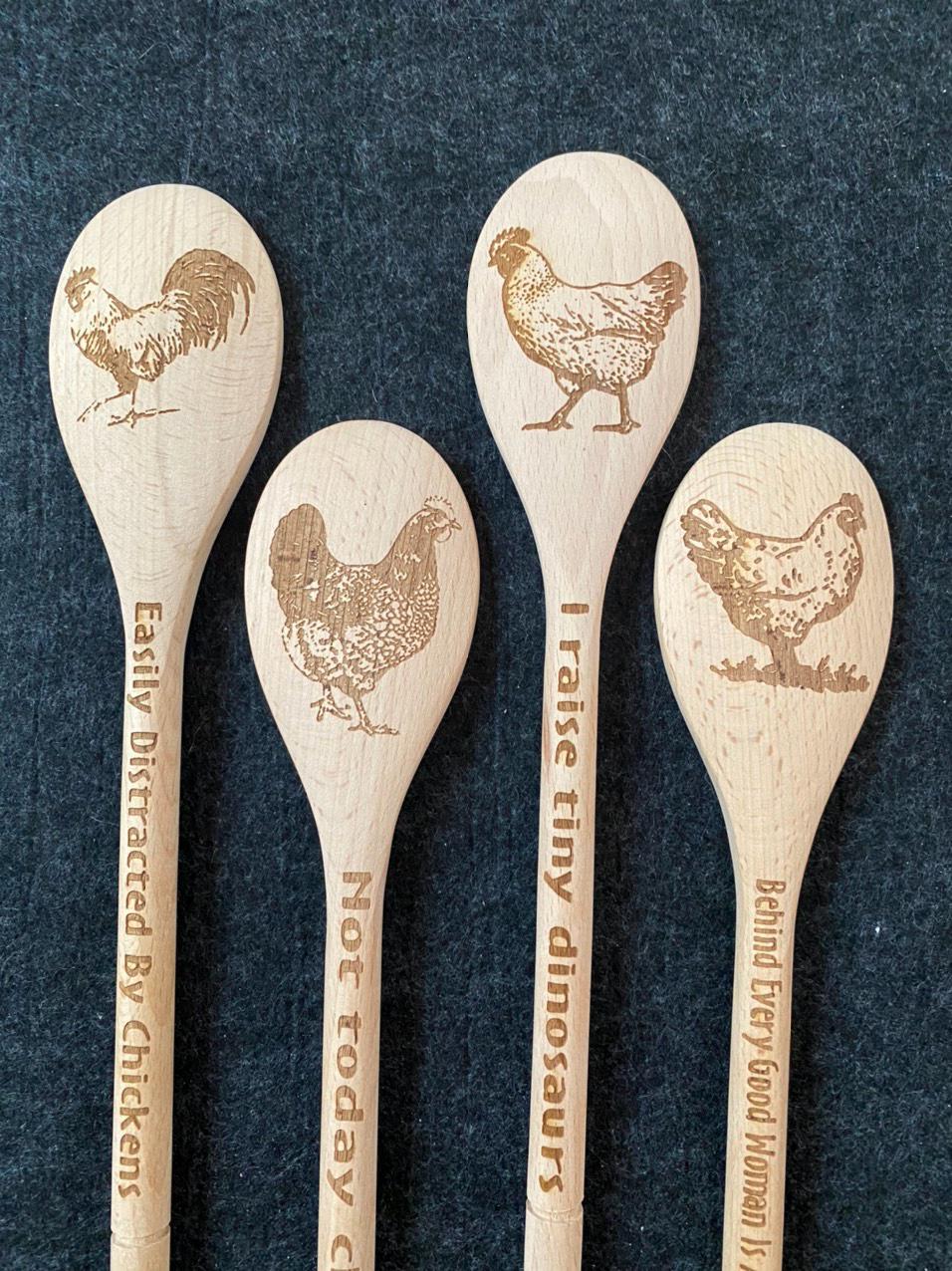Chicken Wooden Spoon, Rooster Wooden Spoons, Funny Wooden Cooking ...