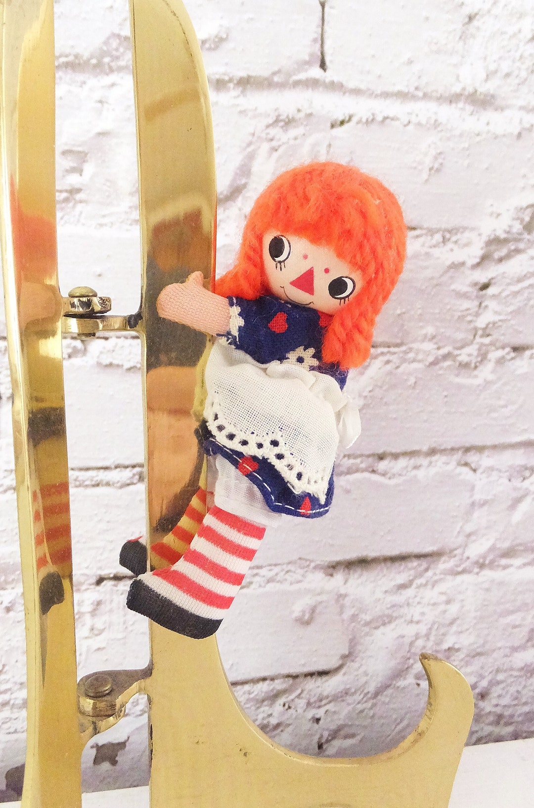 Raggedy Ann Doll Bobbs Merill 1978 Pinch Toy Hug Doll Clip on Hugging ...