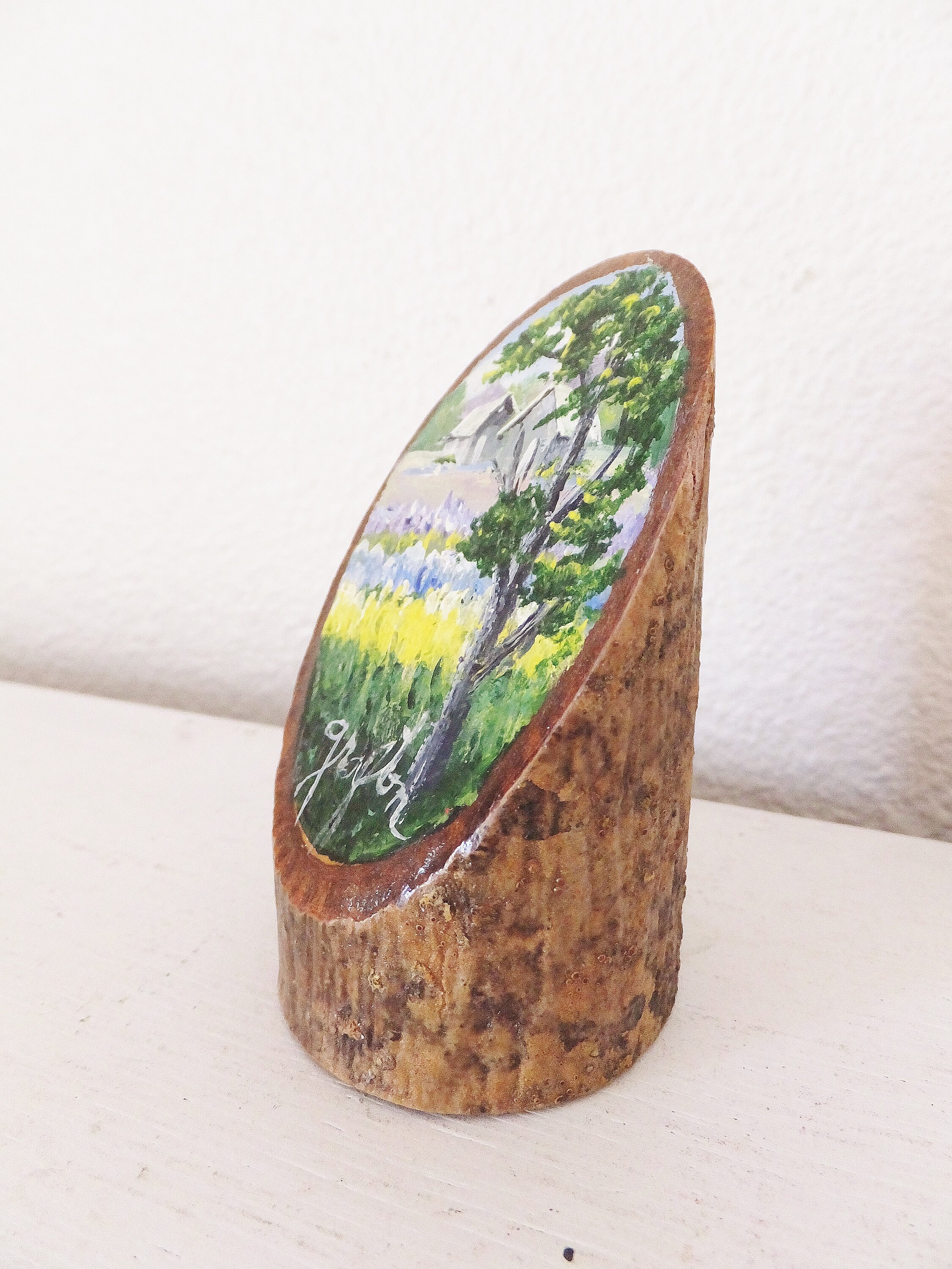 Small Cottage Garden Painting on Rustic Branch Cottage Chic | Etsy