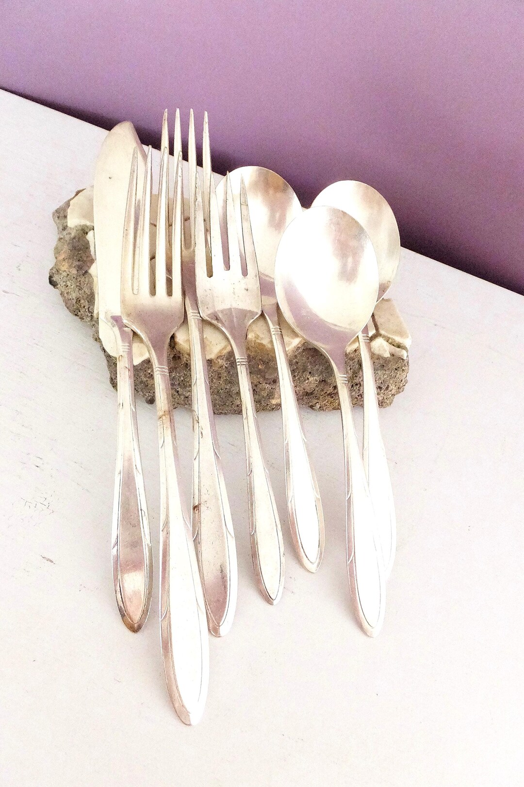 Vintage Nobility Plate Silverware Set - Reverie Crown Art Deco - Etsy