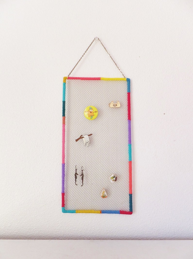 Colorful Mesh Earring Holder Trading Pin Rack Wire Mesh Boho - Etsy