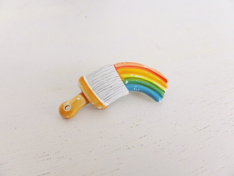 Vintage Rainbow Paintbrush Pin Vintage 1980s Cute Metal Charm - Etsy