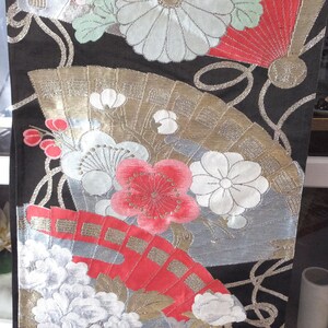 Japanese Fukuro Obi Sash Red, Gold, Black Large Floral Embroidered Obi ...