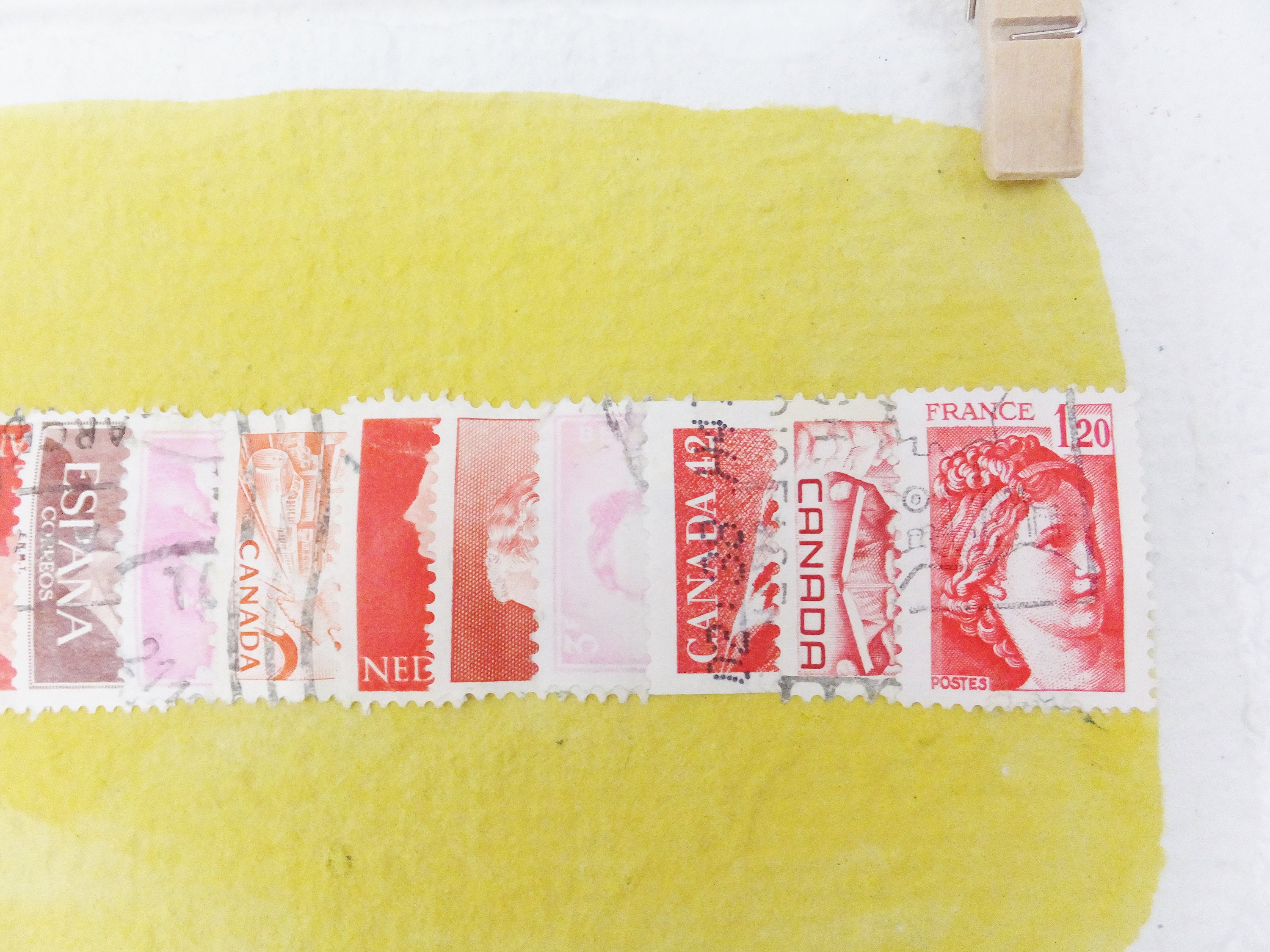 Colorful Fresh Postage Stamp Art Wall Hanging Trio Modern Art | Etsy