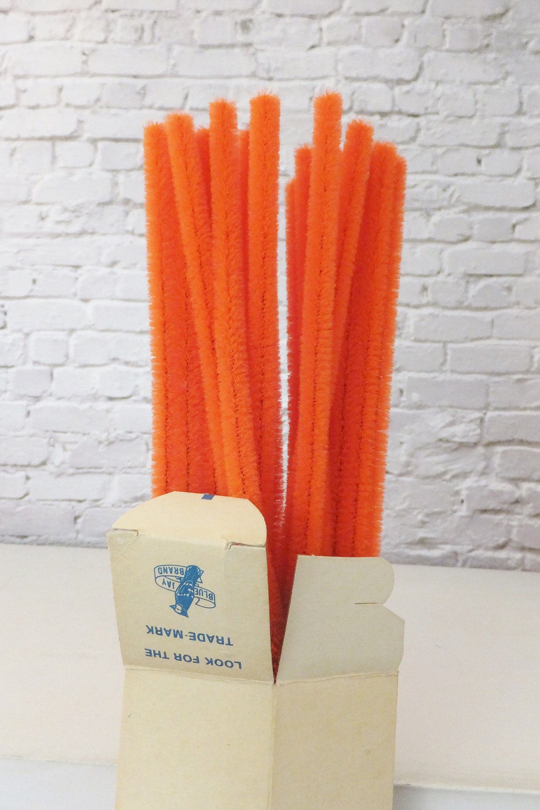 Bright Orange Pipe Cleaners Chenille Stems 12 in Long With Vintage ...