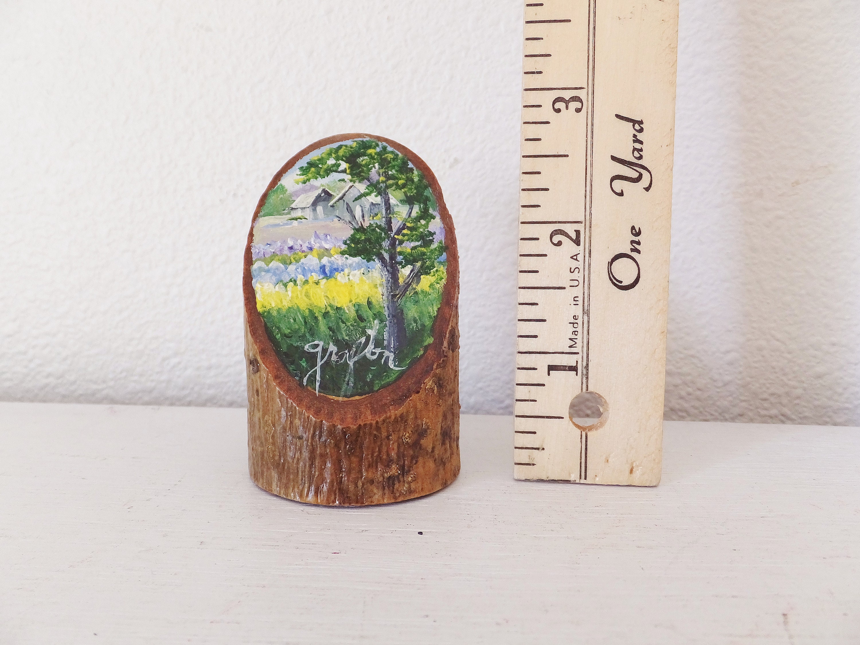 Small Cottage Garden Painting on Rustic Branch Cottage Chic | Etsy