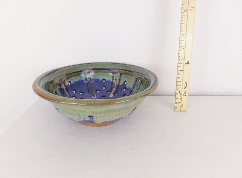 Stoneware Ceramic Colander Green & Blue Drip Glaze Decorative | Etsy