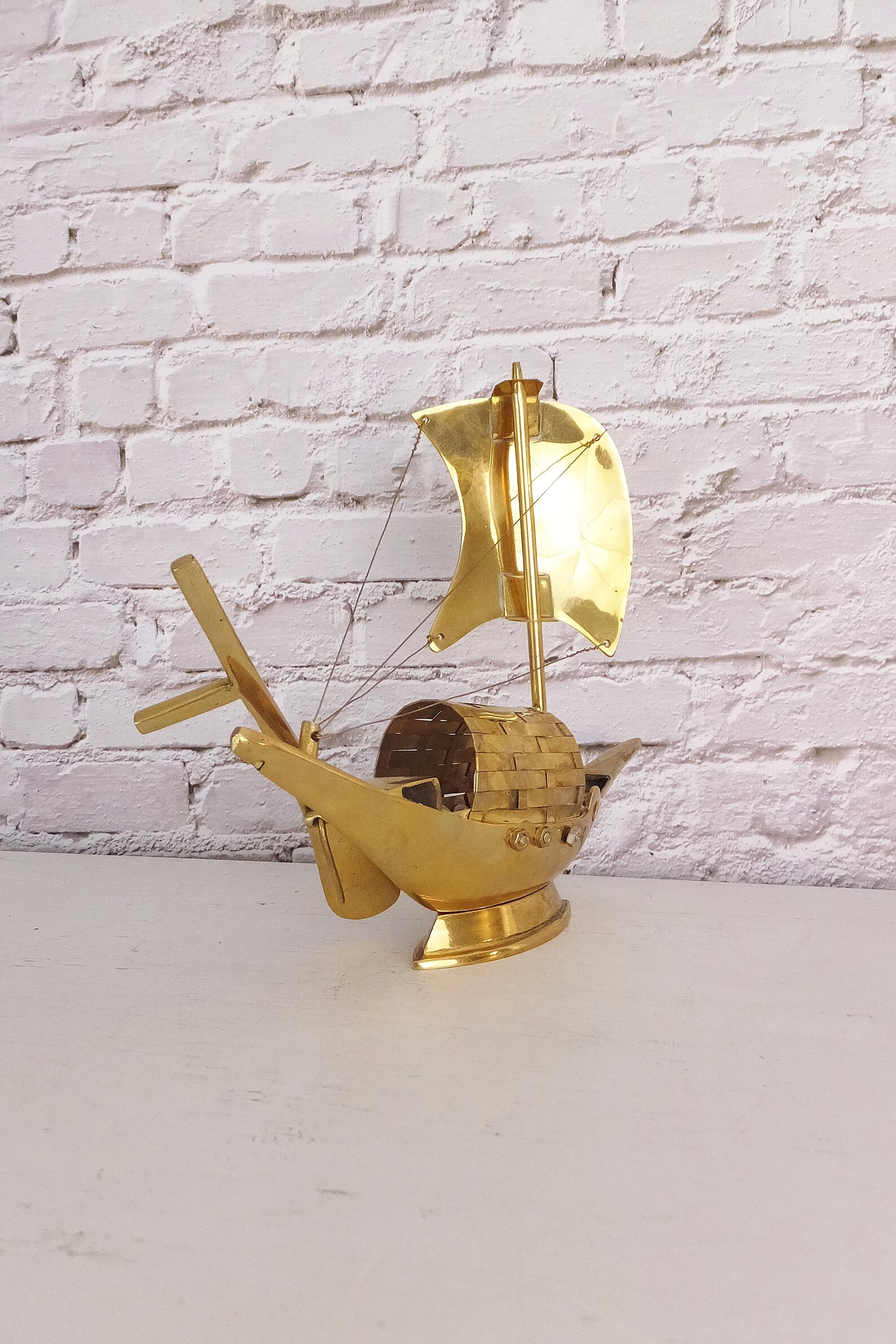 Brass Boat Sculpture Vintage 1960's MCM Brass Figurine - Etsy