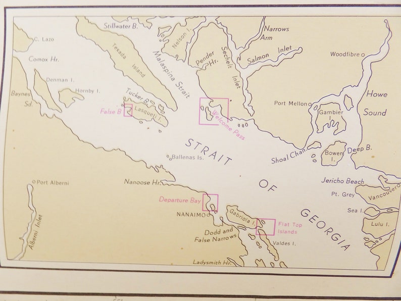 Map of British Columbia Canada Map Strait of Georgia Map - Etsy