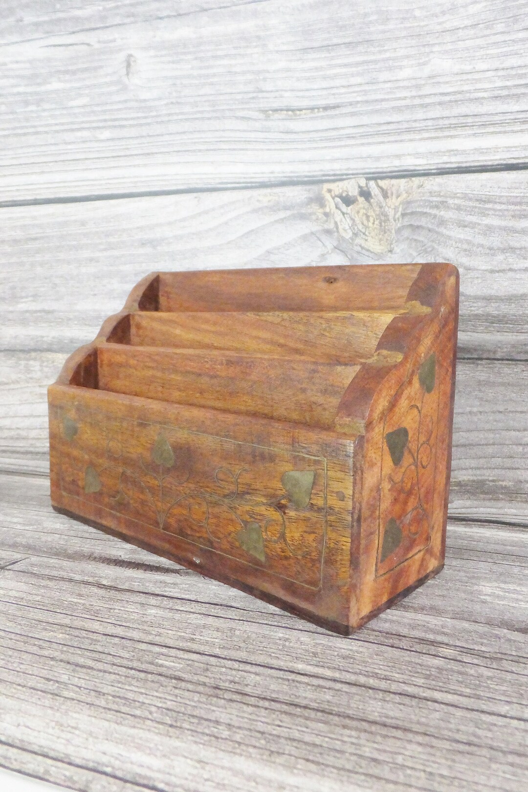 Carved Wooden Rosewood Letter Holder Ornate Indian Floral - Etsy