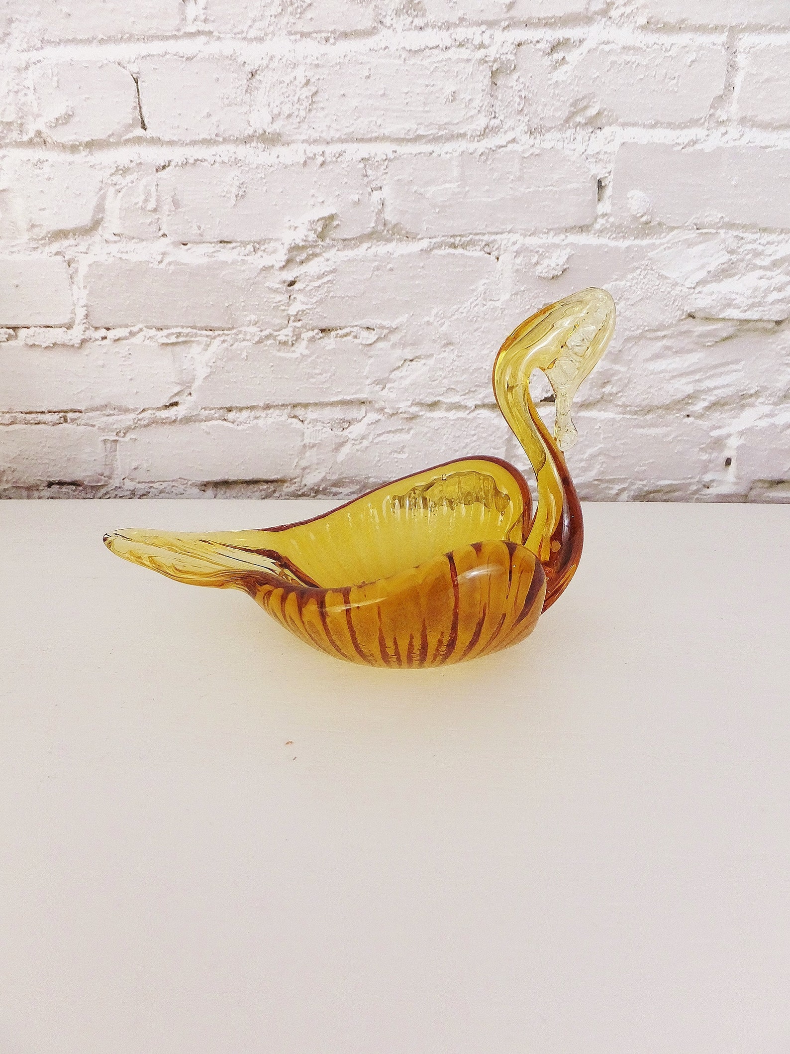 Set of 3 Vintage Amber Glass Swans Mid Century Nesting Swan - Etsy