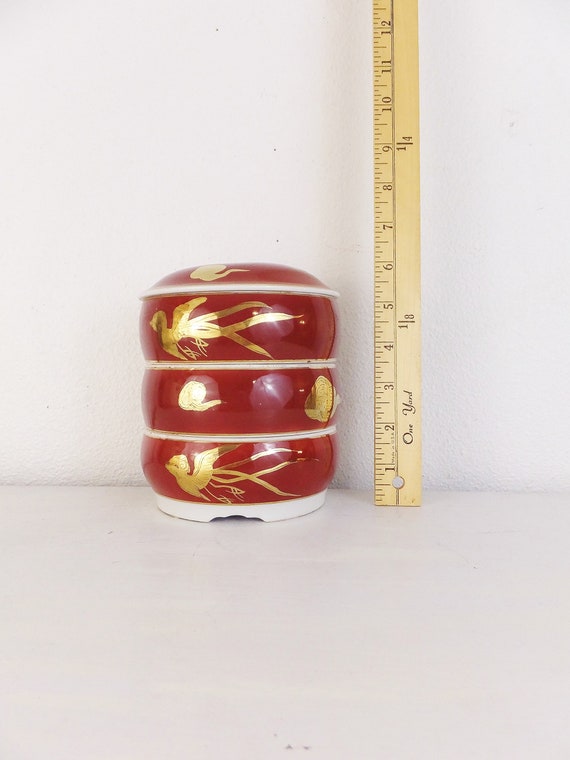 Vintage Japanese Porcelain Tiered Box Ceramic Bento B… - Gem